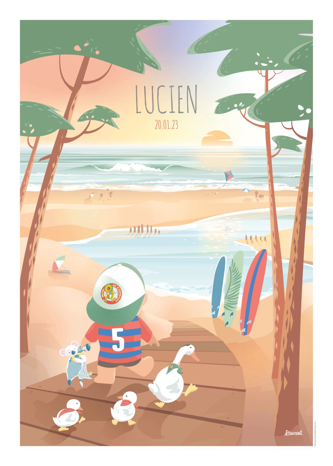 Affiche cadeau illustrée et personnalisée, à tirage unique